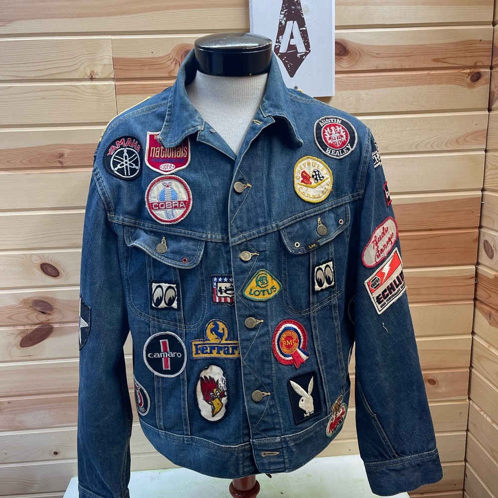 Vintage Lee Denim Jacket With Racing Patches Very Rar… - Gem